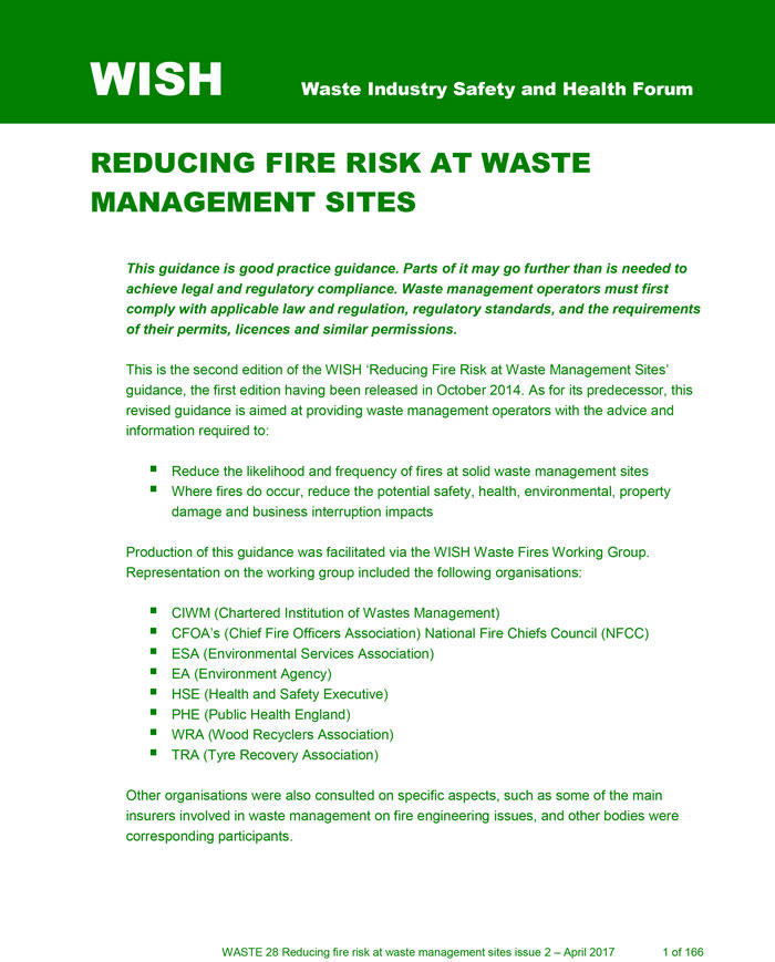 Reducing the risk of fire by using firewalls at waste managements sites